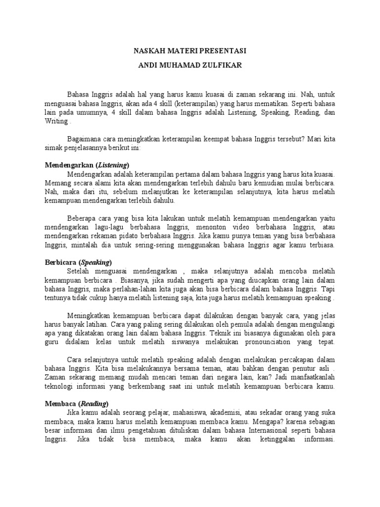Naskah Materi Presentasi | PDF