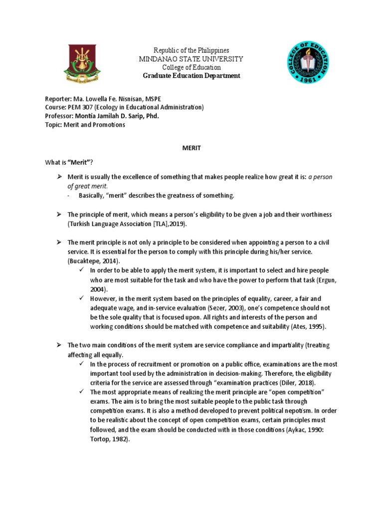 Merit and Promotions Handouts Nisnisan | PDF