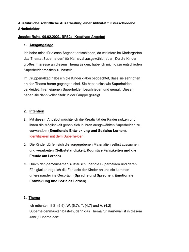 Padagogisches Angebot Ausarbeitung Pdf