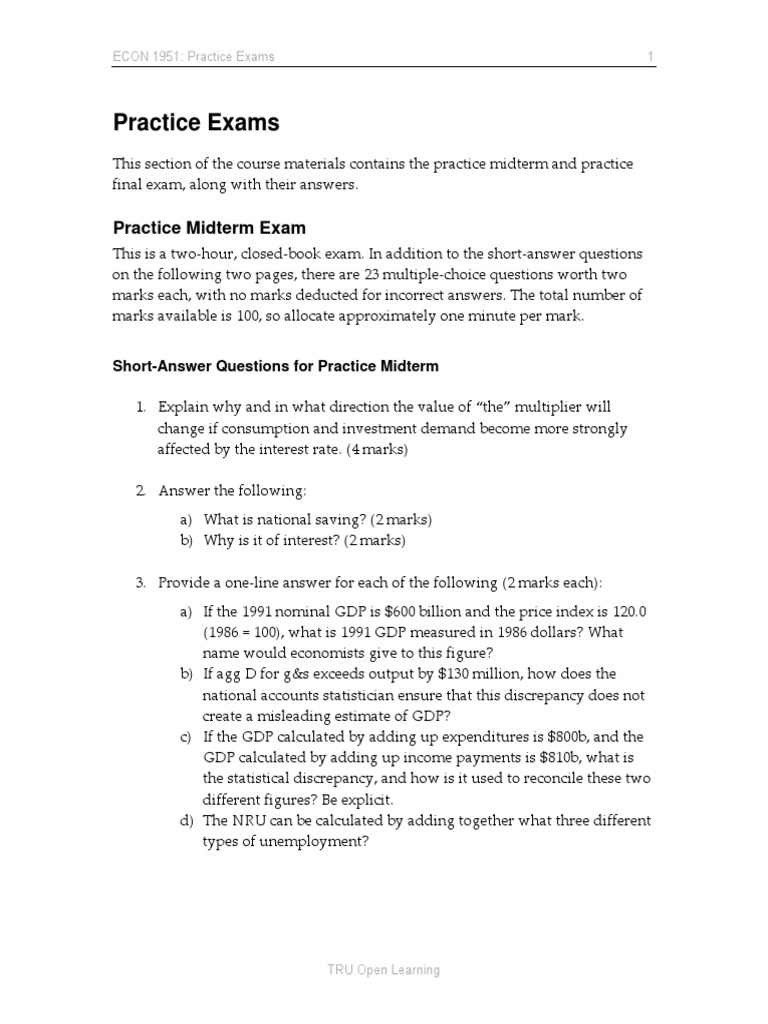 Practice Midterm Exam | PDF