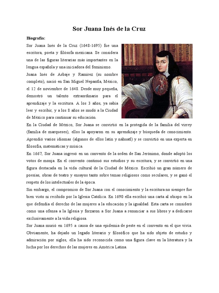 Biografía de Sor Juana Inés de la Cruz | PDF | Poesía