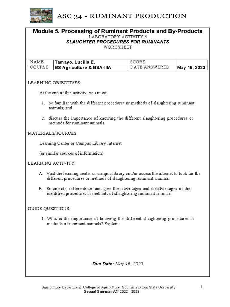 ASC 34 Module 5 Laboratory Activity 6 7 | PDF