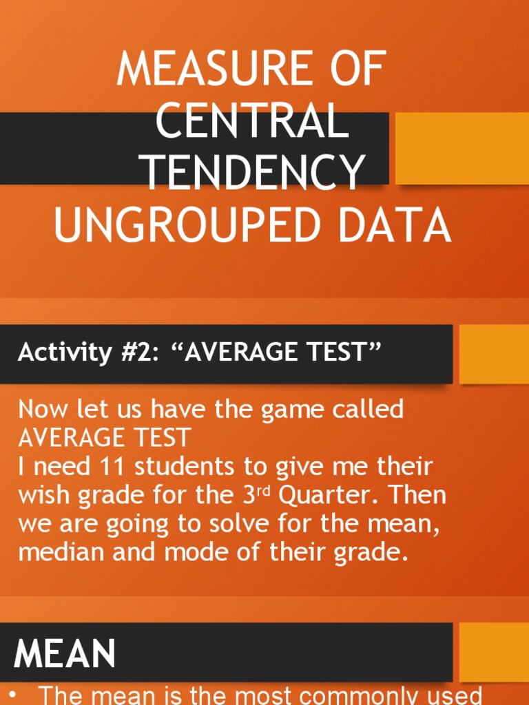 Measures of Central Tendency Ungrouped Data | PDF | Mode (Statistics) | Mean