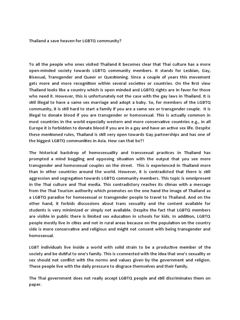 Thailand a save heaven for LGBTQ community | PDF | LGBTQIA+ Studies | Lgbt