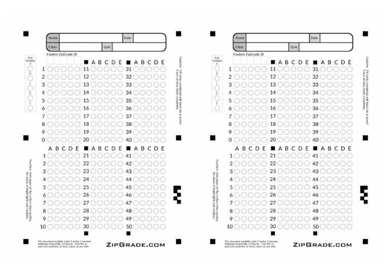 Answer Sheet 50 Items | PDF
