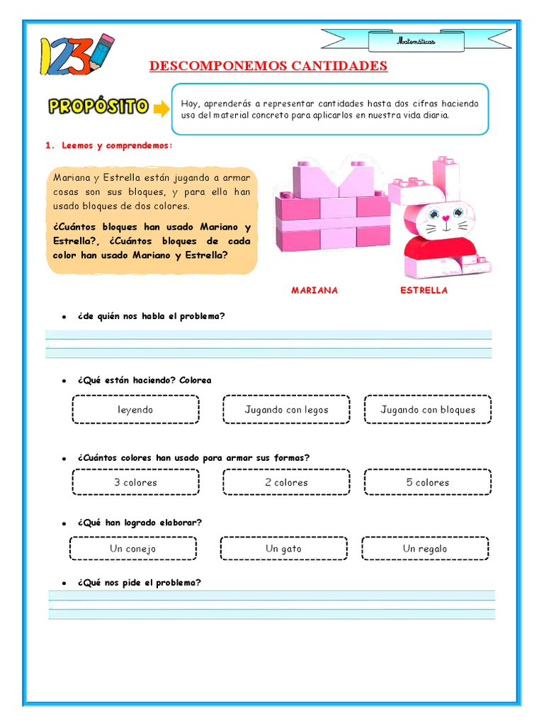 1º E3 S4 Ficha D4 Mat Descomponemos Cantidades | PDF