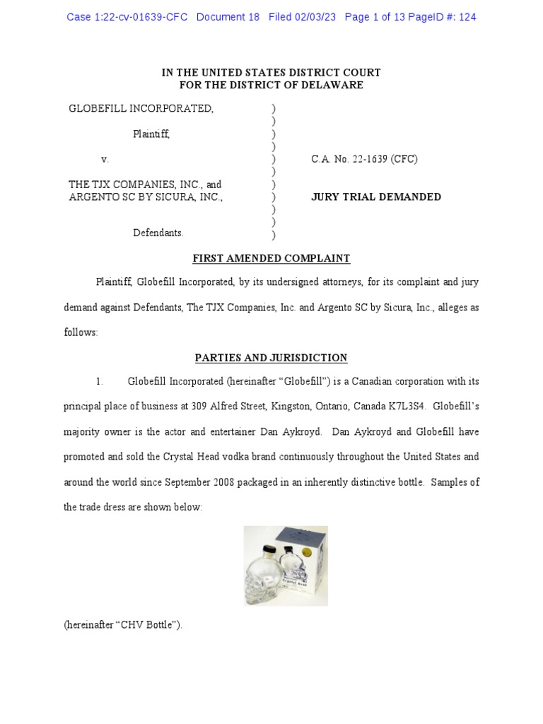 Globefill v. TJX - Amended Complaint | PDF