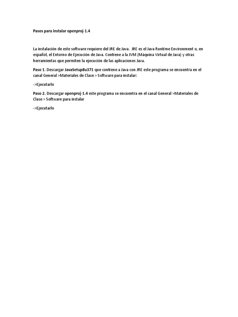 Pasos para Instalar Openproj | PDF