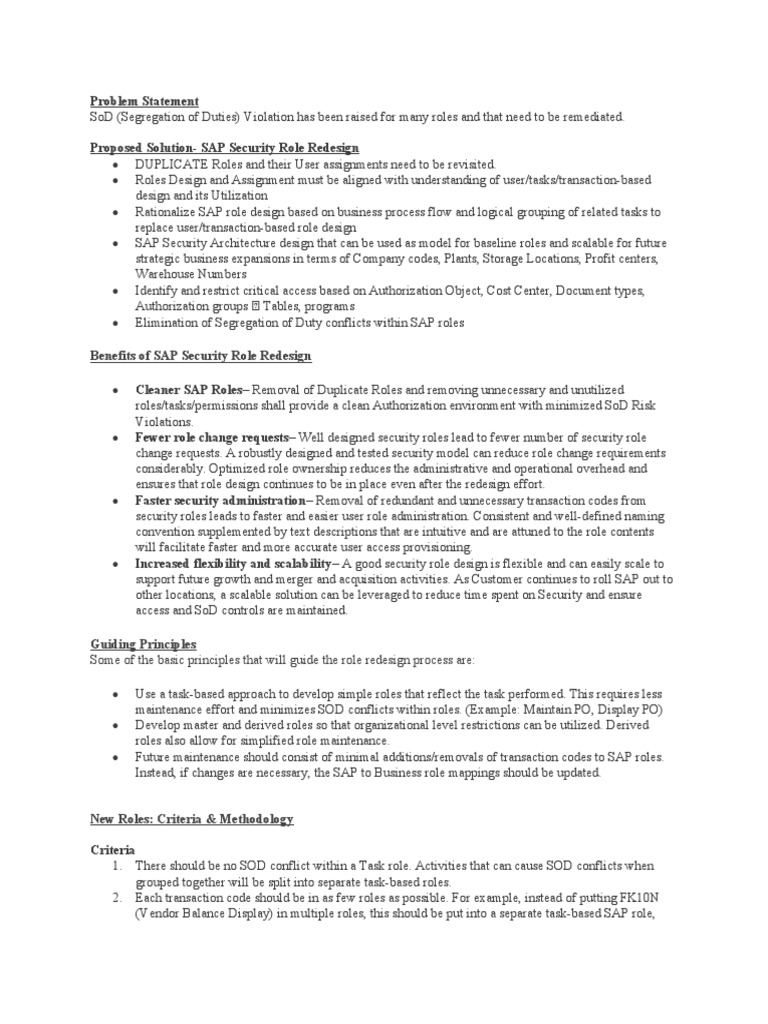 SAP Security Role Redesigning | PDF | Object (Computer Science) | Hierarchy
