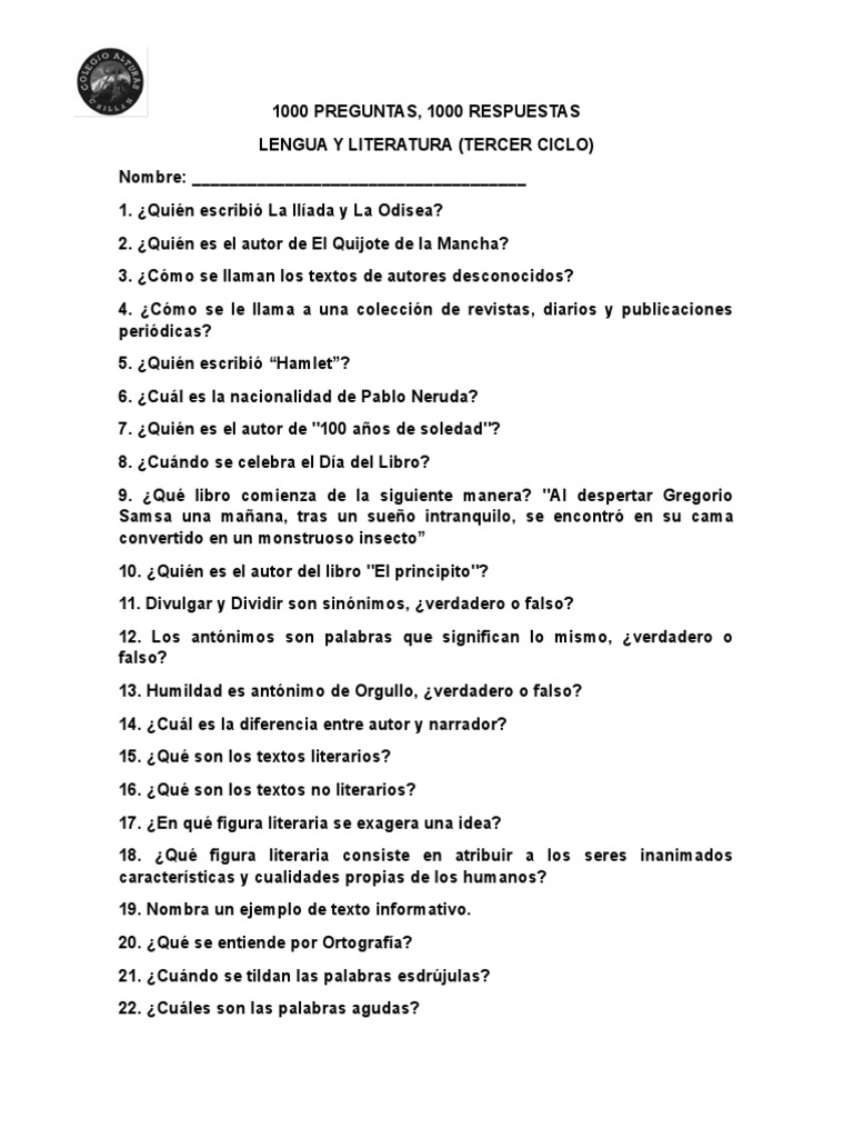 30 Preguntas de Literatura | PDF