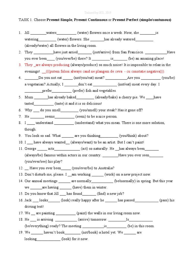 Present Simple Present Continuous Present Perfect Grammar | PDF