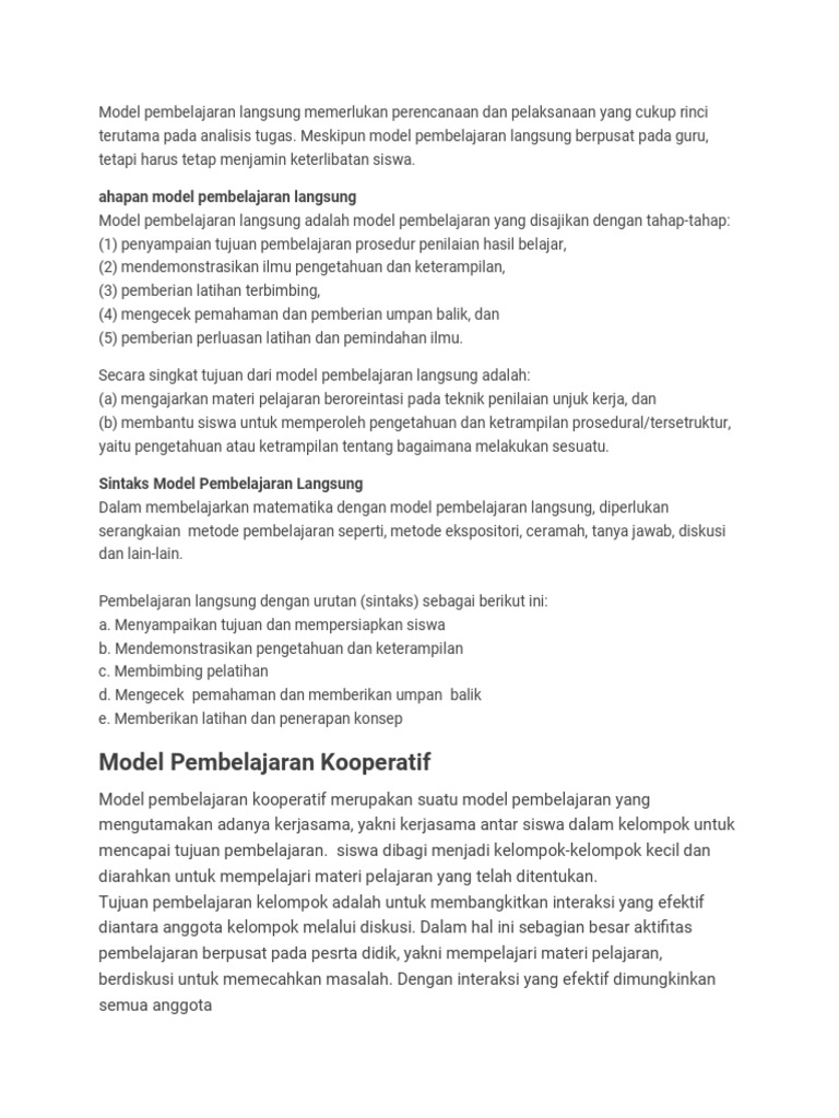 Model Pembelajaran | PDF