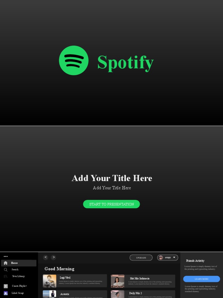 Spotify PowerPoint Inspired PPT Template by RRGraph | PDF | Written ...