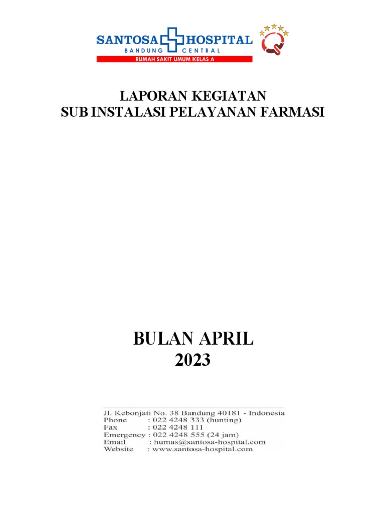 Laporan Pelayanan Farmasi Bulan April 2023 Pdf