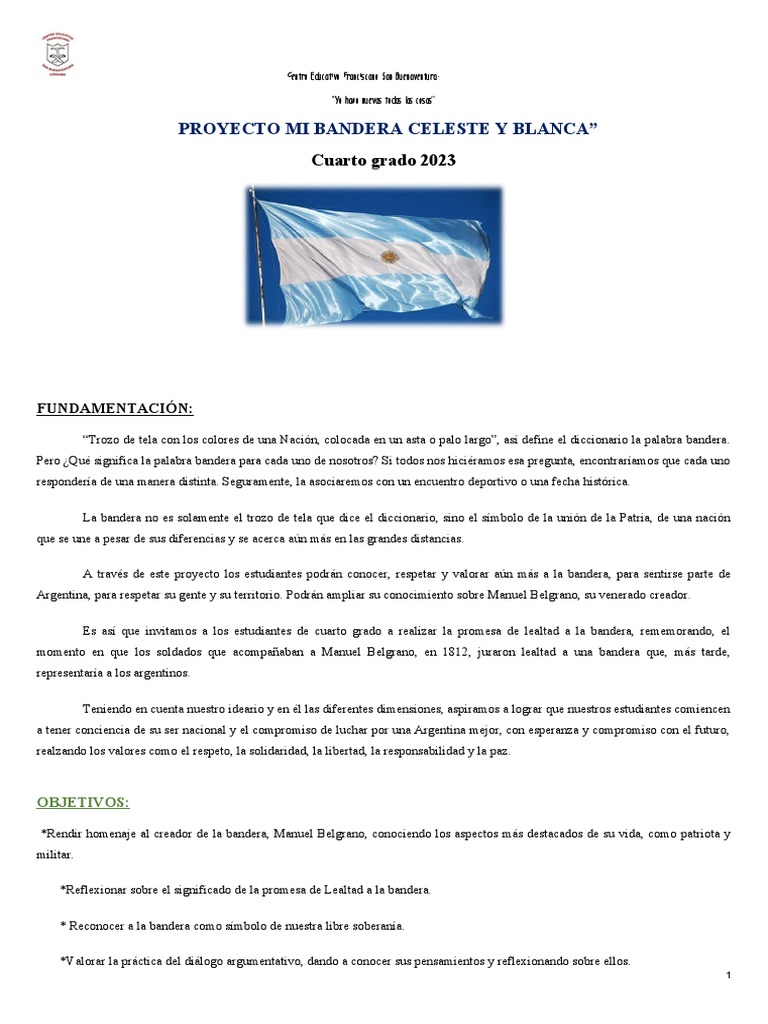 Proyecto Bandera Celeste y Blanca | PDF | Bandera