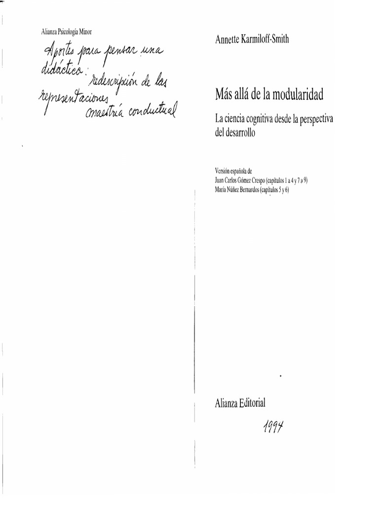 Modelo de Redescripción Representacional. Karmiloff-Smith, A | PDF
