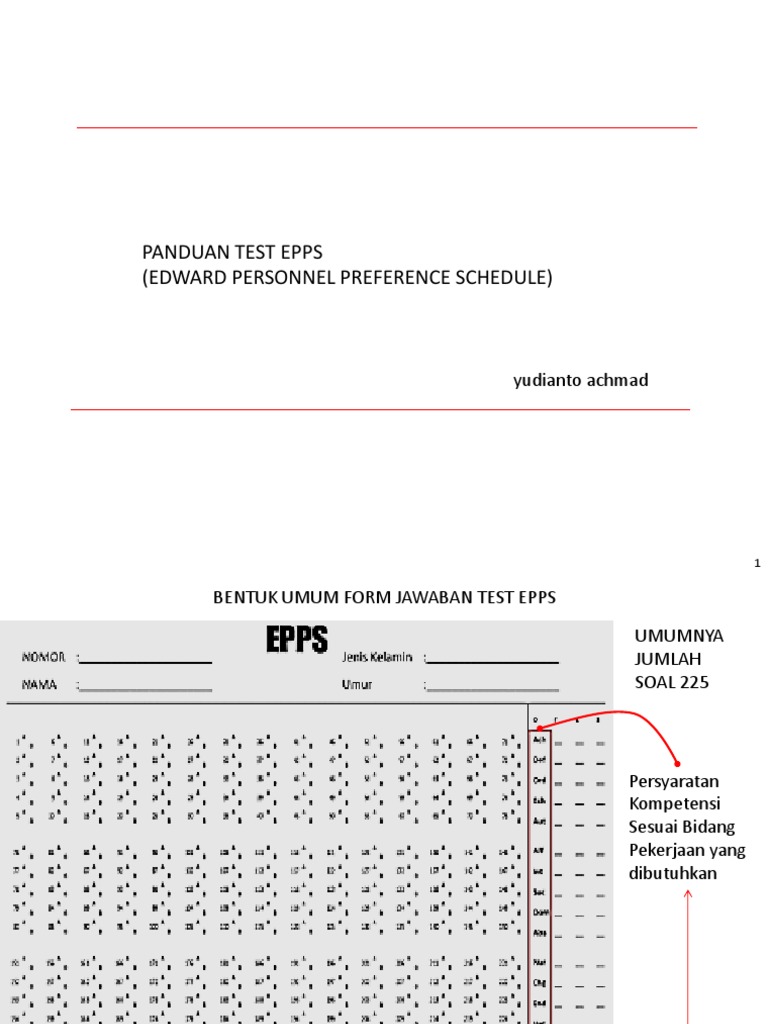 Panduan Tes EPPS dan Skoring | PDF