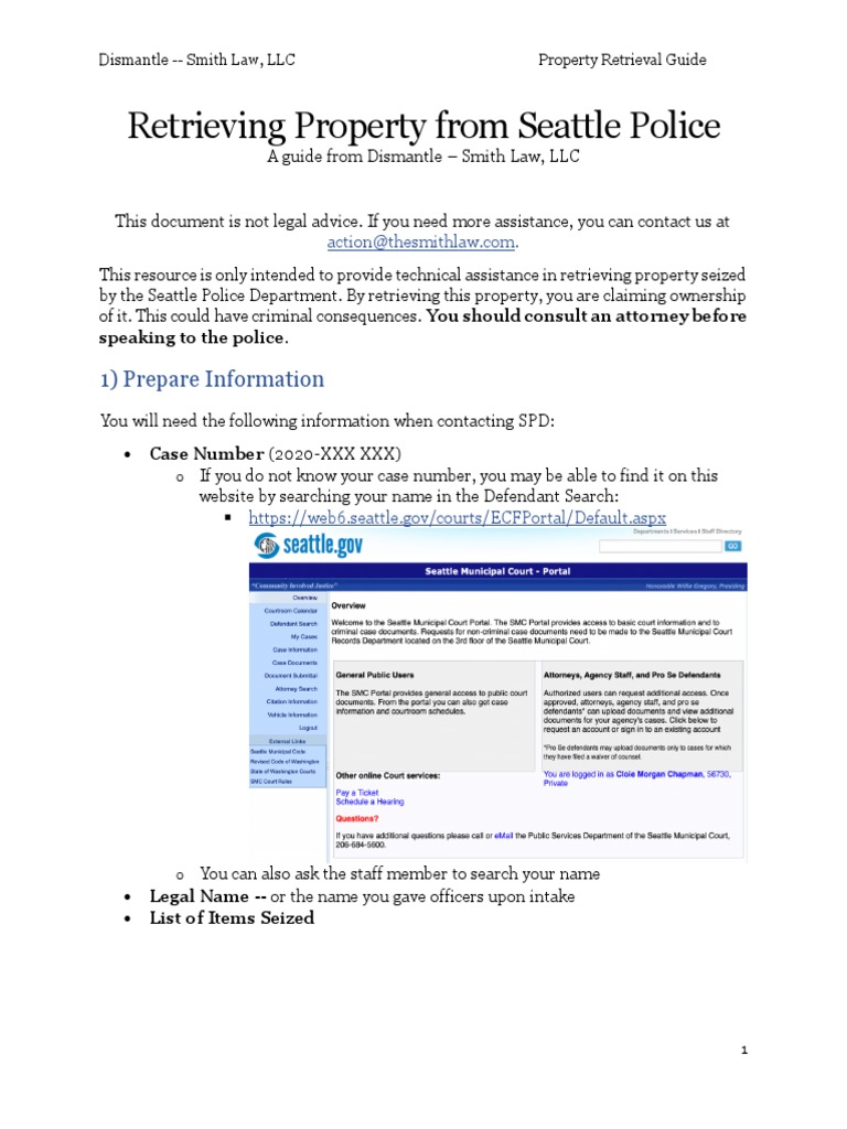 Getting Property Back From SPD | PDF