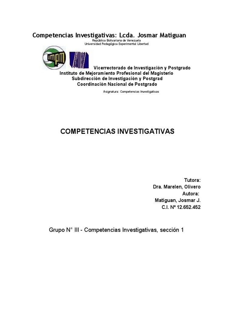Competencias Investigativas | PDF | Aprendizaje | Conocimiento