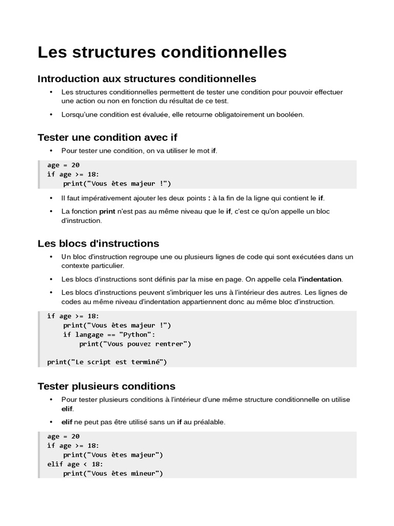 08-Les Structures Conditionnelles | PDF | Informatique | Ingénierie informatique