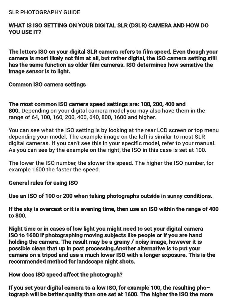 How To Use Isos in Cameras | PDF | Camera | Digital Single Lens Reflex ...