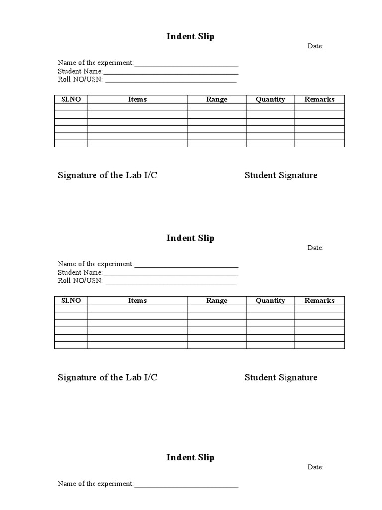 Lab Indent Pdf
