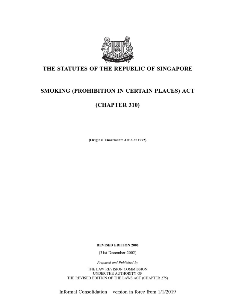 Smoking (Prohibition in Certain Places) Act | PDF | Act Of Parliament ...