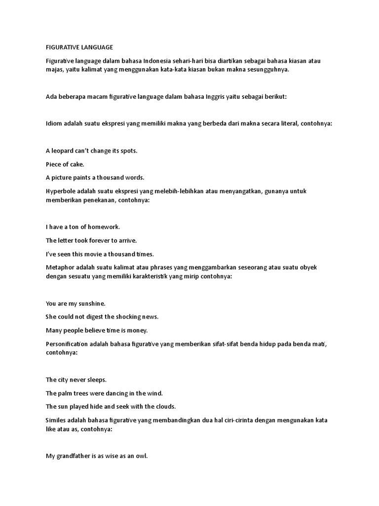 FIGURATIVE LANGUAGE Song | PDF