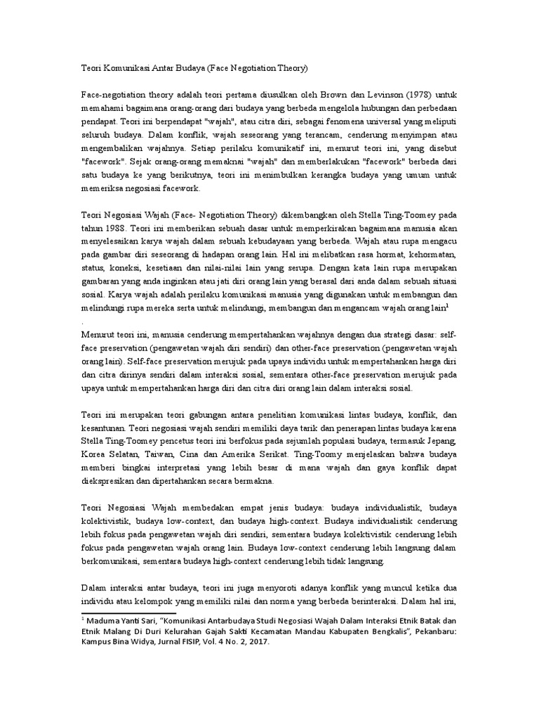 Face Negotiation Theory Salinan | PDF