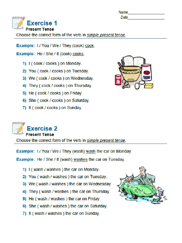Grade 4 Verb Worksheets | PDF