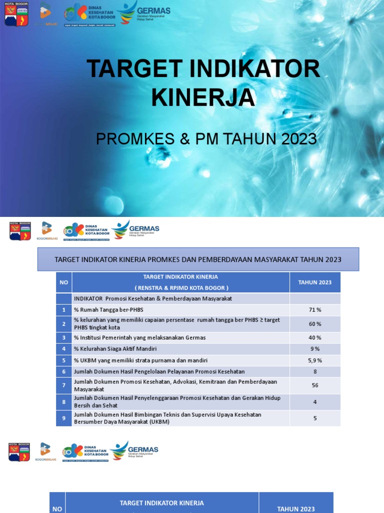 Target Indikator Kinerja Promkes Tahun 2023 | PDF
