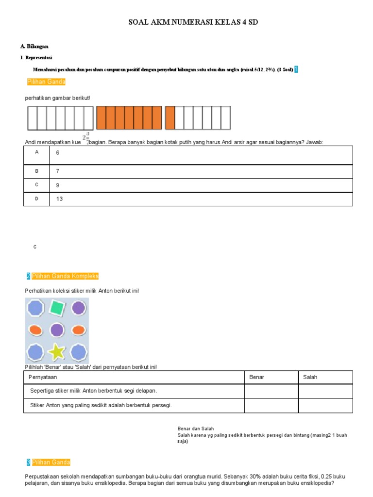 Soal AKM Numerasi Kelas 4 | PDF