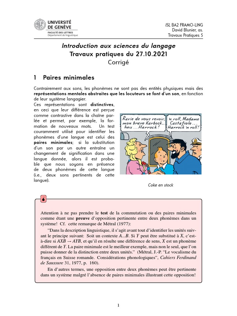 ISL TP Exercices 5 Corrig | PDF | Phonologie | Linguistique