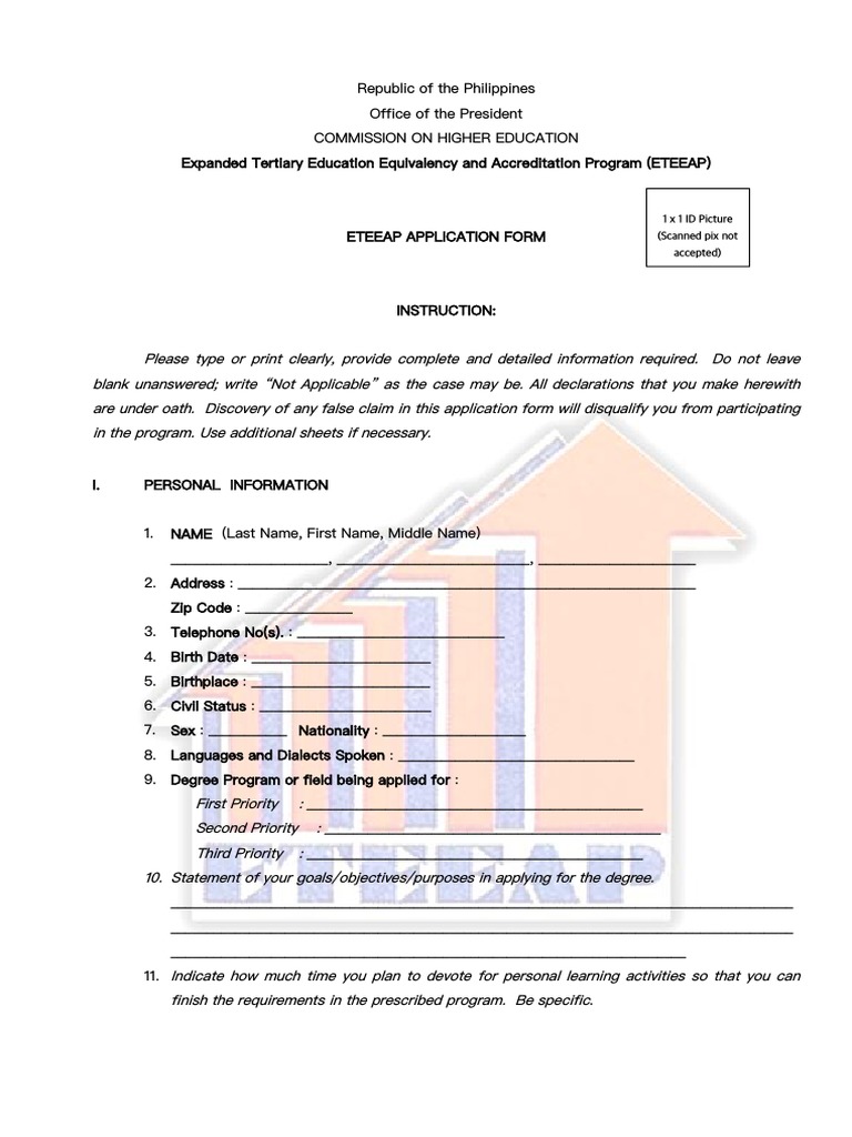 CHED Application Form | PDF | Educational Assessment | Academic Degree