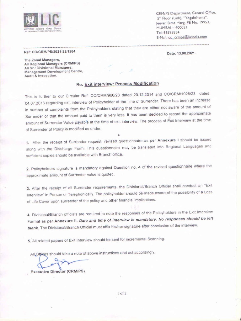 Surrender Exit Interview | PDF