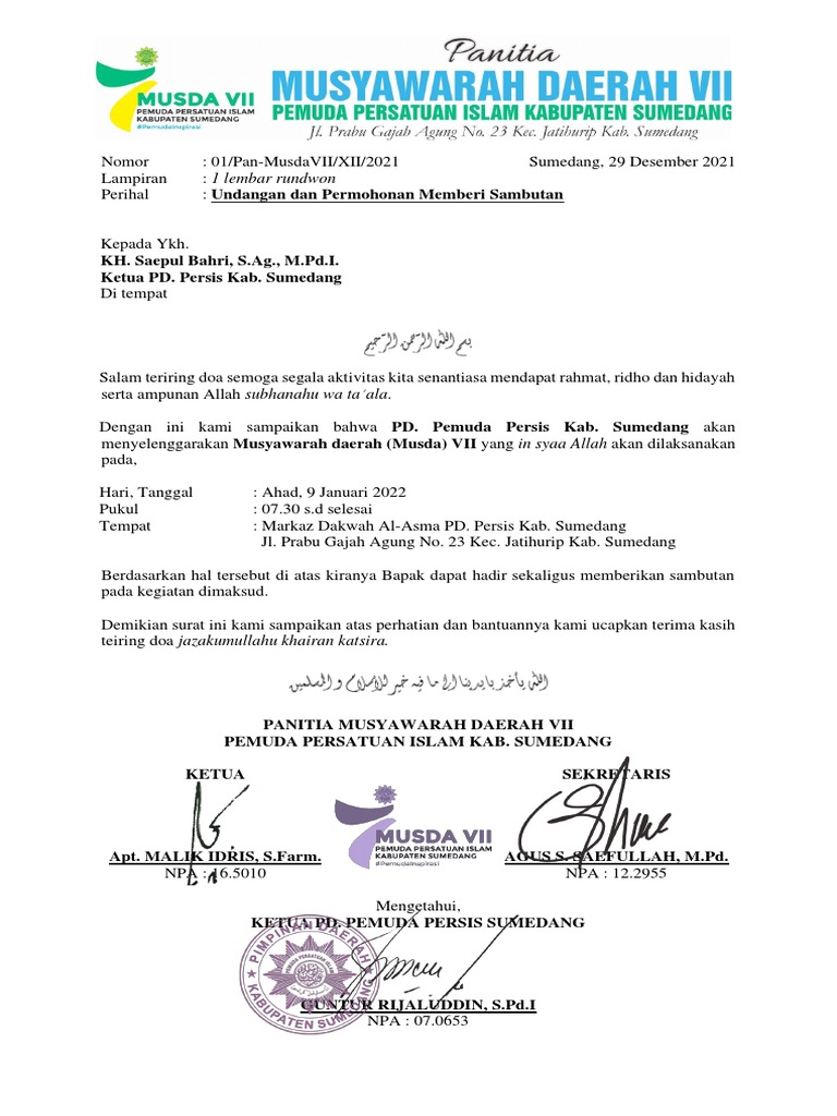 Undangan Ketua PD.. Persis | PDF | Gaya Hidup