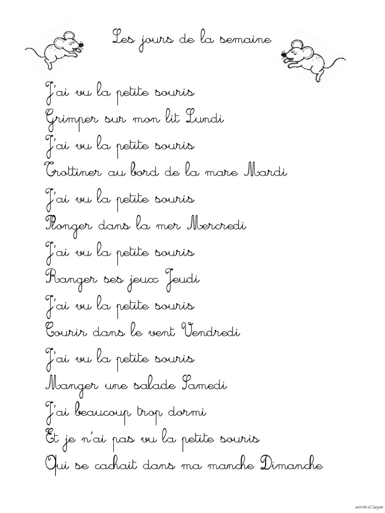 les jours de la semaine souris | PDF