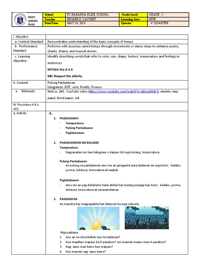 LP MTB - 4th Quarter - Week 1 - May 10, 2023 | PDF