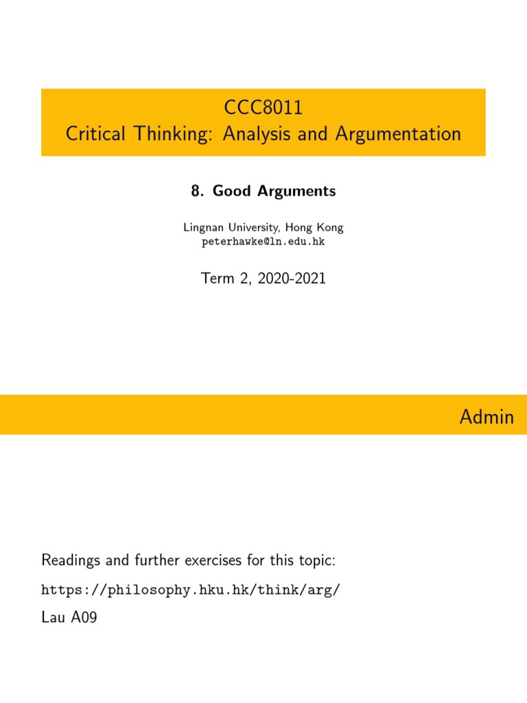 CCC8011 Good Arguments 20-21 No Pausing | PDF | Philosophy | Science ...