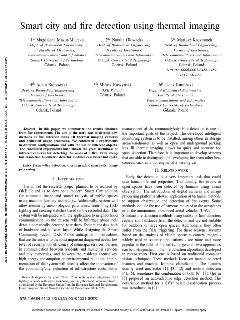 Smart City and Fire Detection Using Thermal Imaging | PDF ...