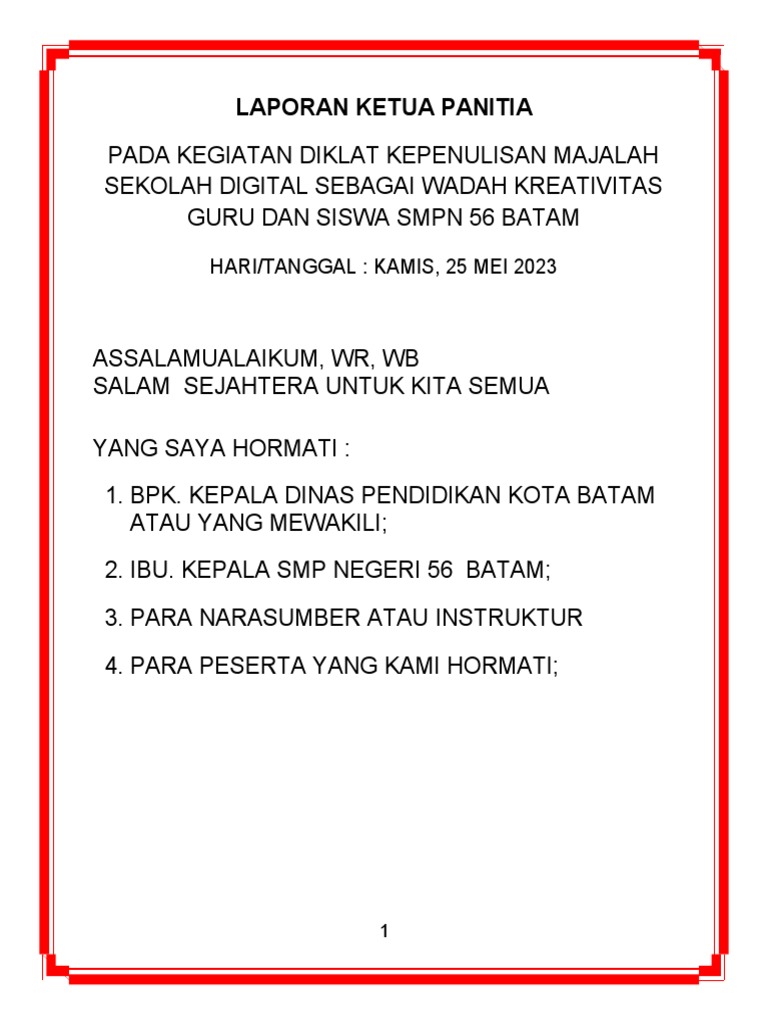 Laporan Ketua Panitia | PDF