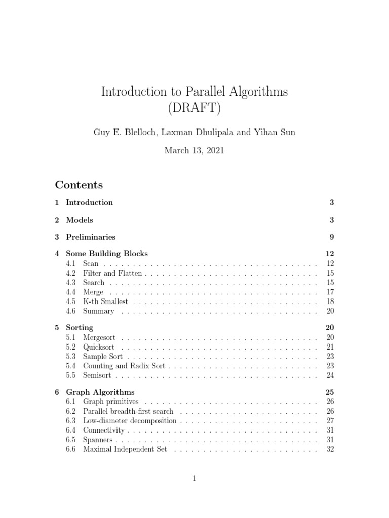 Guy E Intro To Parallel Algorithms | PDF