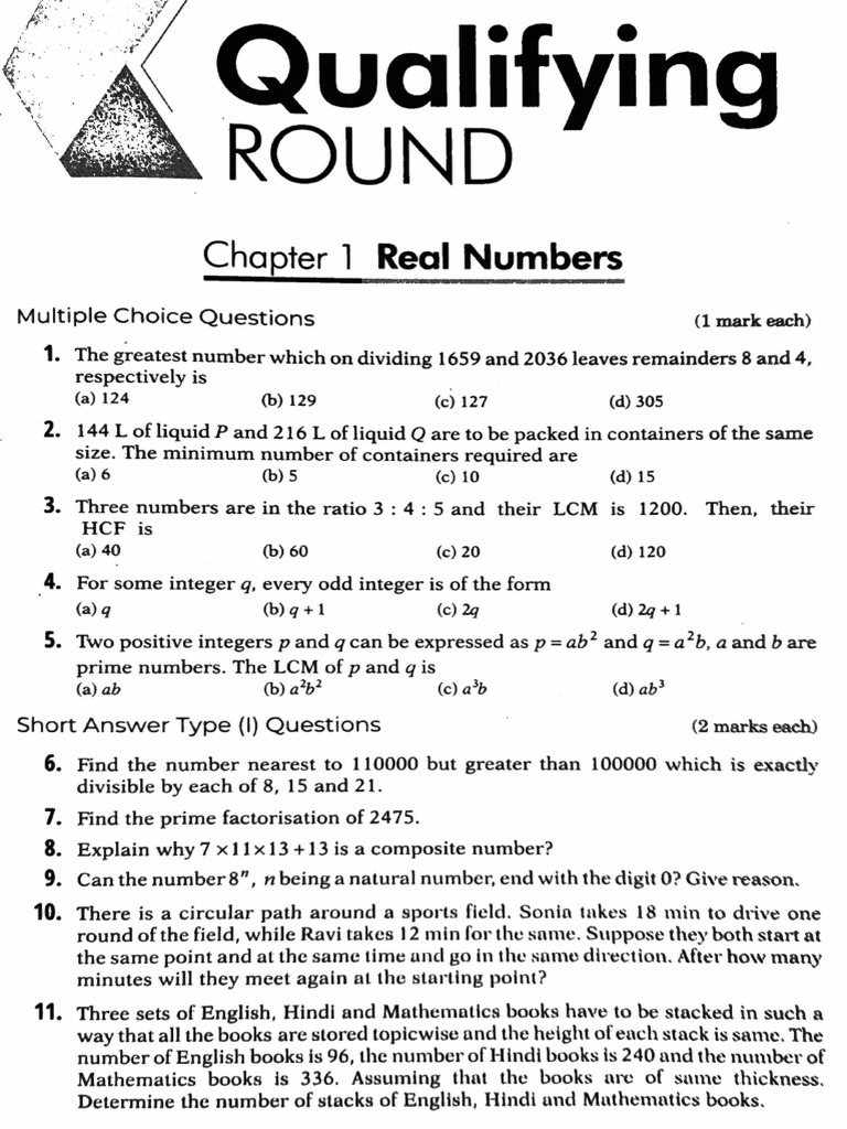 Class 10math Chapterwise Most Important Questions - 1 | PDF