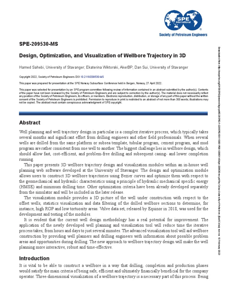 Design, Optimization, and Visualization of Wellbore Trajectory in 3D ...