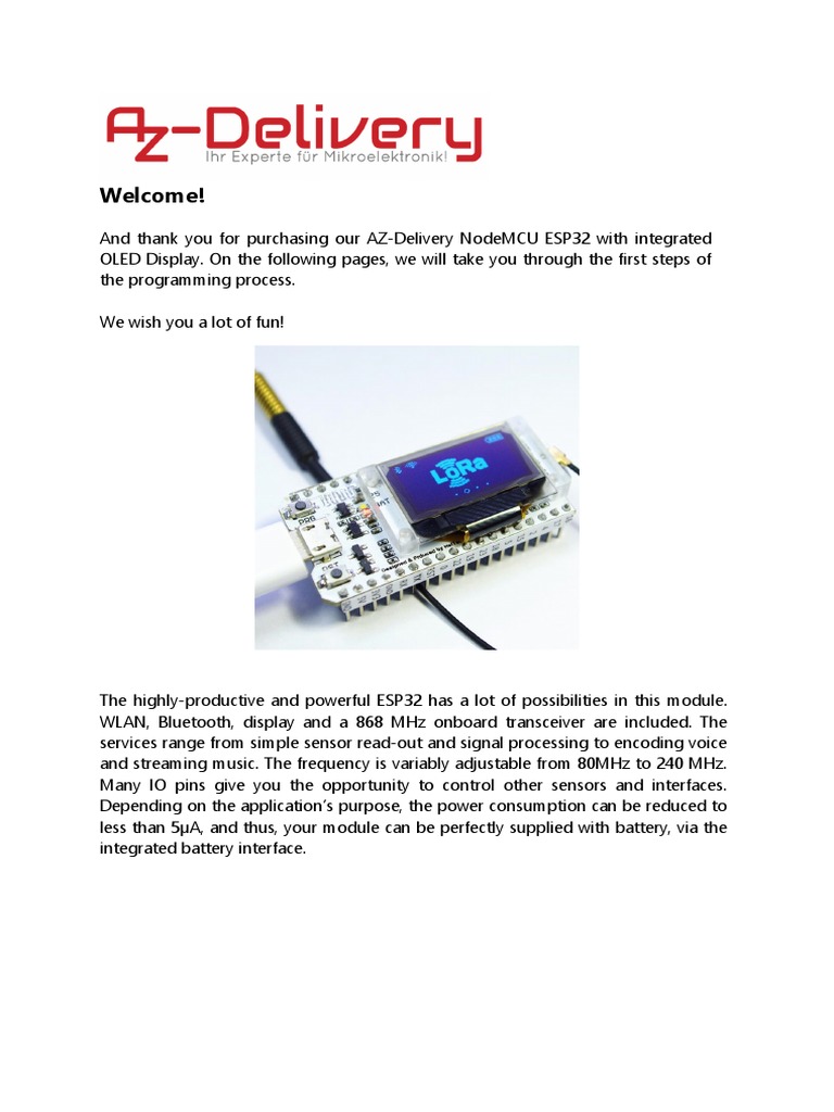 Nodemcu Esp32 Mit Oled Eng | PDF