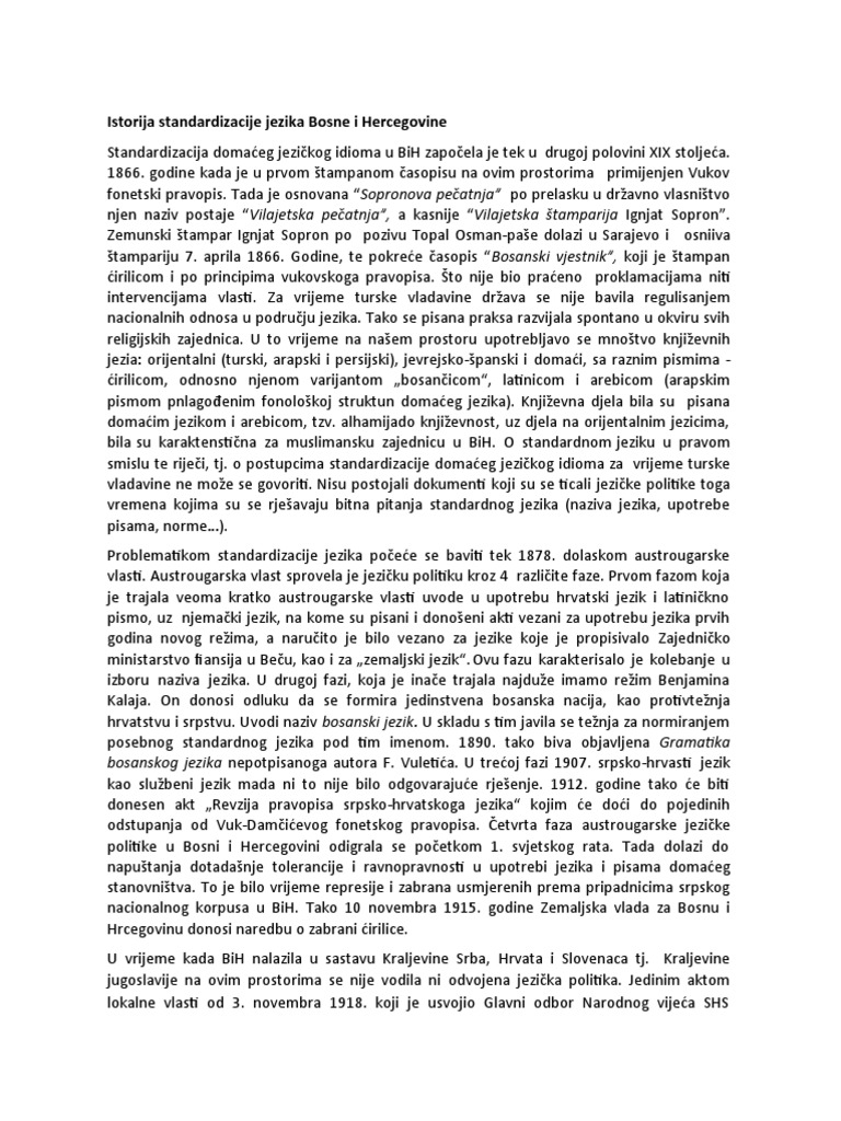 Standardni Bosanski Jezik | PDF