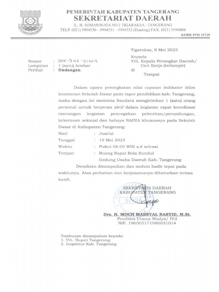 Surat Undangan Setda | PDF