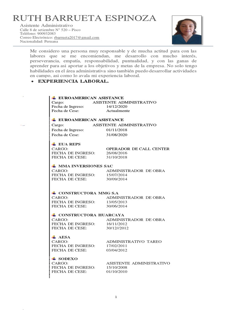 CV Ruth Barrueta | PDF