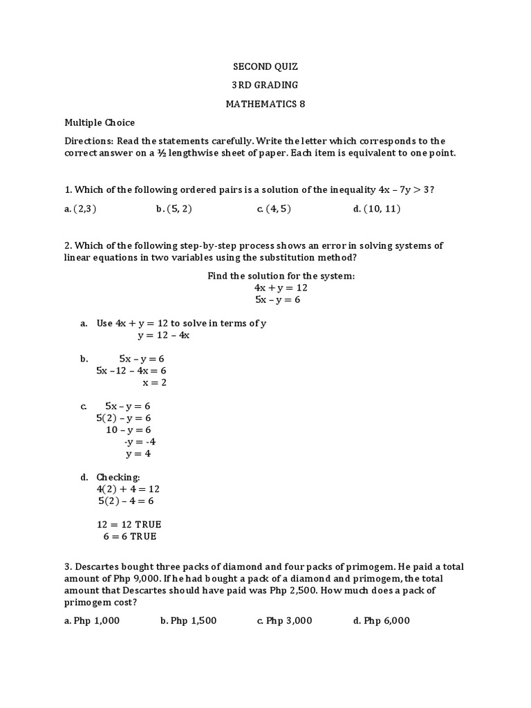 2nd Quiz SET B Answer Key | PDF