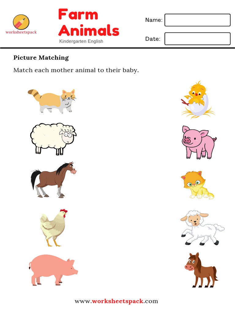 Farm Animals and Their Babies Worksheets | PDF